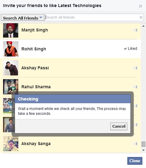 Invite All Friends On Facebook Page in One Click