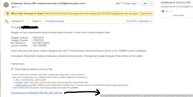 Contoh Email Phising, Spam dan Malware