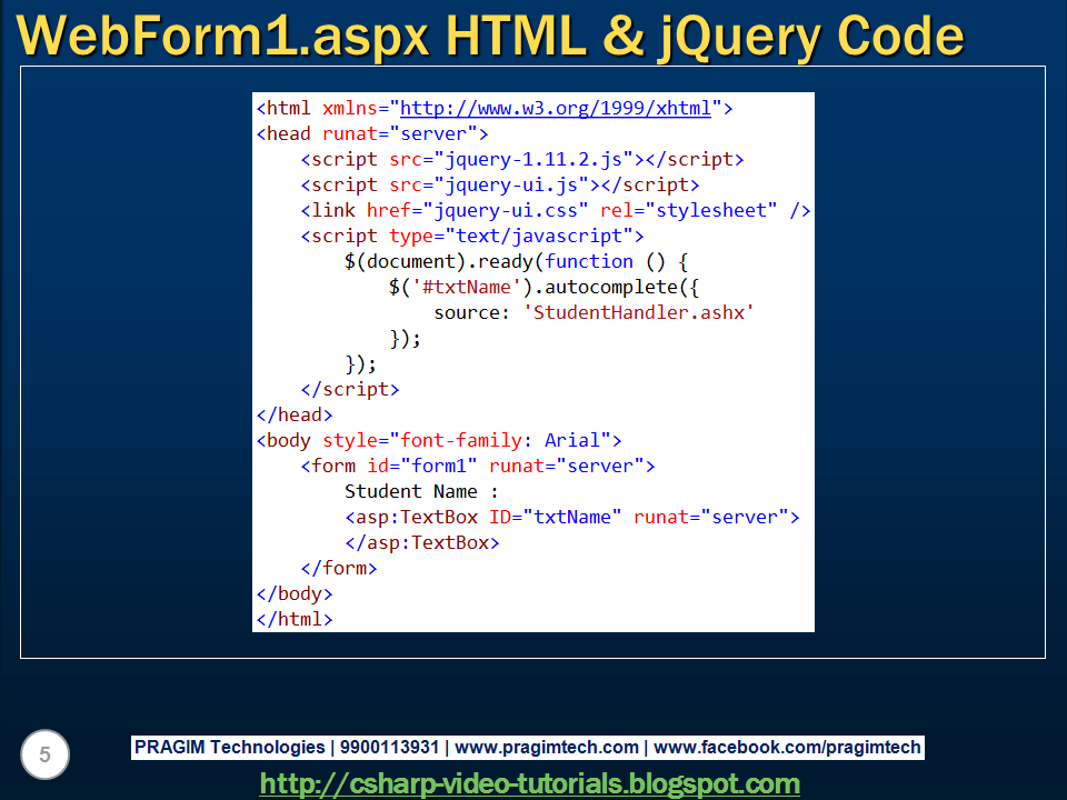 Sql Server Net And C Video Tutorial Autocomplete Textbox Using Jquery In 2800