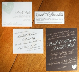 Love Note Paperie: Wedding Invitations: Rustic, Romantic, Grey, Peach, Mint