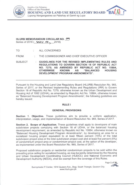 philippine real estate laws: Revised IRR to Govern Sec 18 of RA 7279
