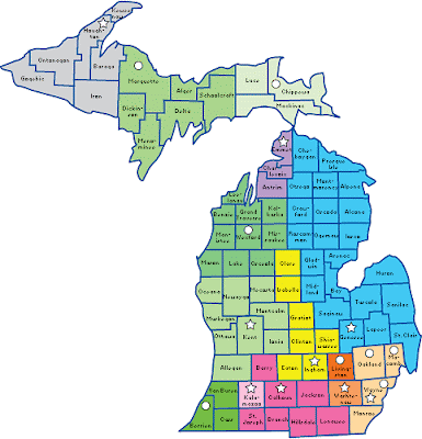 Michigan County Map Area | County Map Regional City