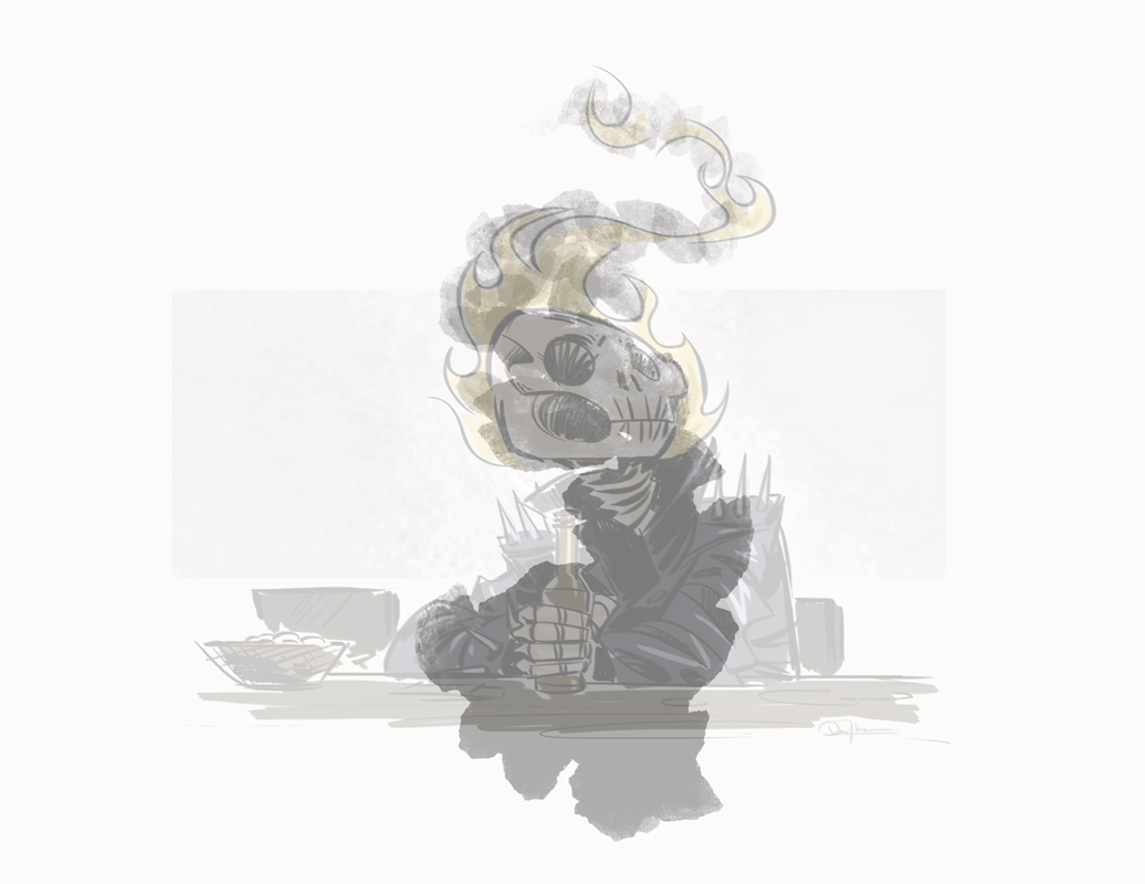Cup O' Doodle: Ghost Rider at the bar.