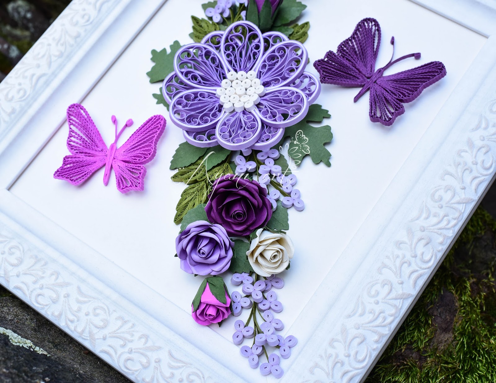 Ayani art: Purple Paper Roses and Quilling