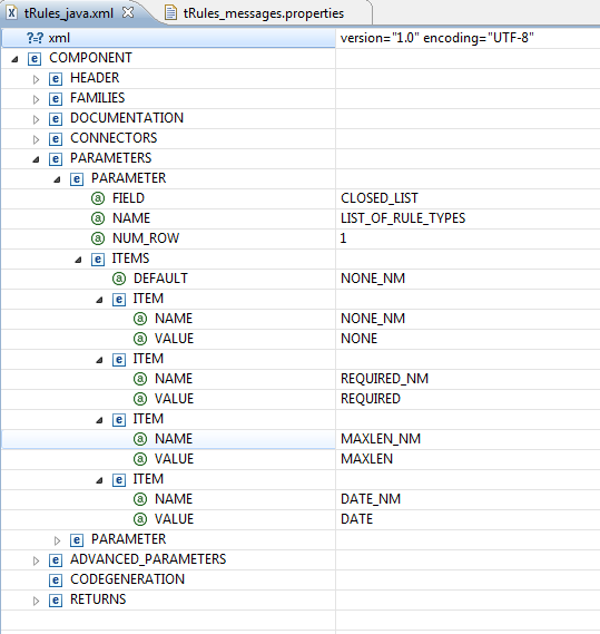 Talend Hunter: Component Field CLOSED_LIST in Talend Open Studio