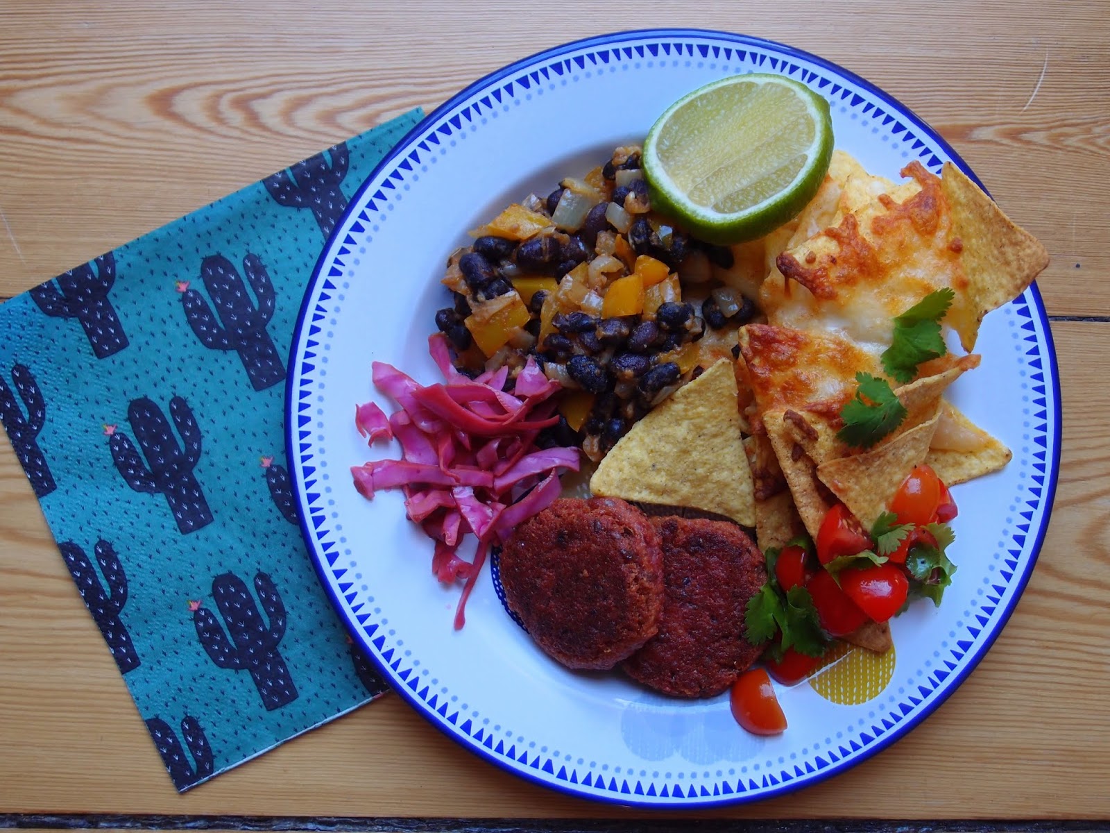 The VegHog: Nacho plate with beetroot nuggets