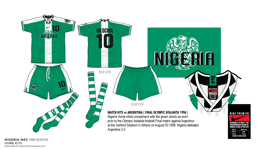 Football teams shirt and kits fan: Nigeria 1996 Home Kits