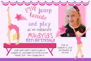 Shutterbug Sentiments: Gymnastic Birthday Party Invitations