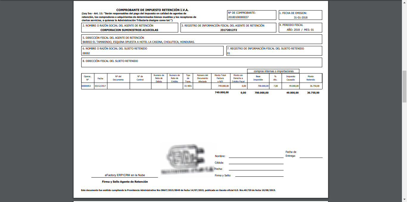 Comprobantes de Retenciones Fiscales y Parafiscales