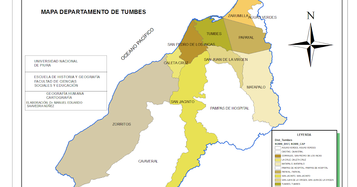 Geografía del Perú: MAPA REGIONAL DE TUMBES