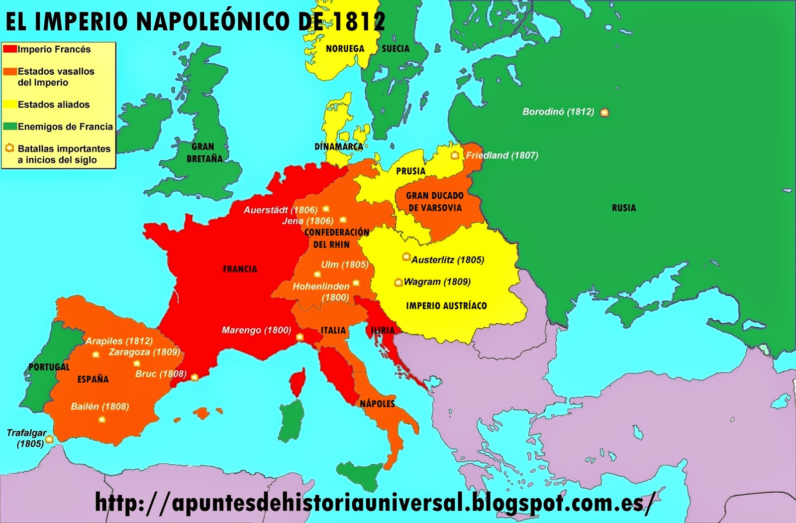 Europa durante el Imperio Napoleónico (1812) | Imperio napoleonico ...