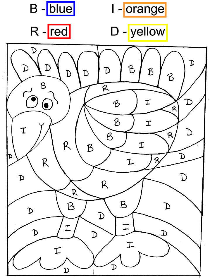 Coloring & Activity Pages: Turkey Color-by-Letter