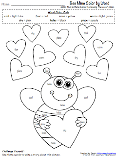 Classroom Freebies Too: Bee Mine Color by Word