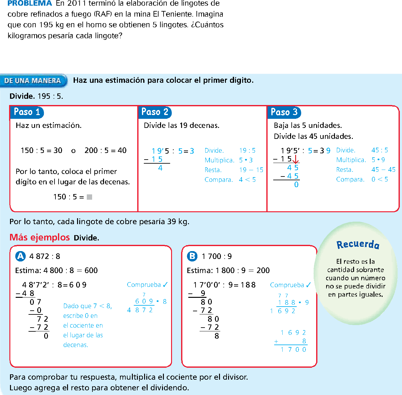 DIVIDIR ENTRE DIVISORES DE 1 Y 2 DÍGITOS EJEMPLOS RESUELTOS DE ...