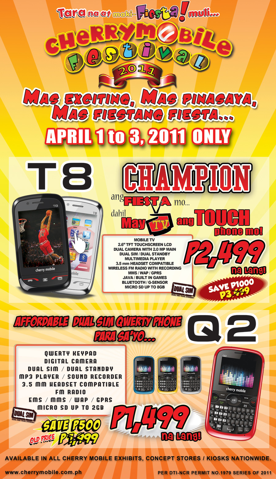 Cherry Mobile T8 (touch) and Q2 (qwerty) Festival promo on April 1 - 3 ...