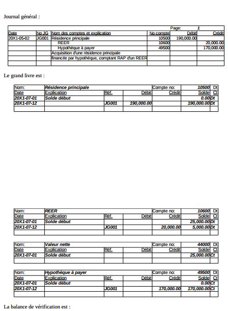 Exercice de comptabilité générale :les écritures au journal général, le ...