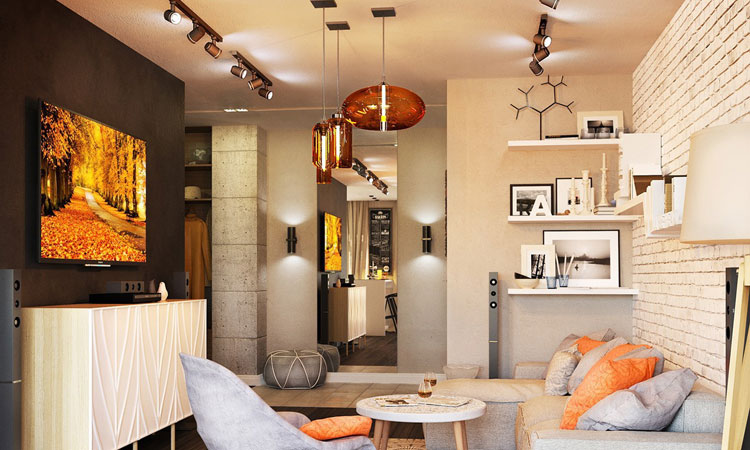 Bata Ringan Type AAC: Modern Studio Apartment Warm Interior