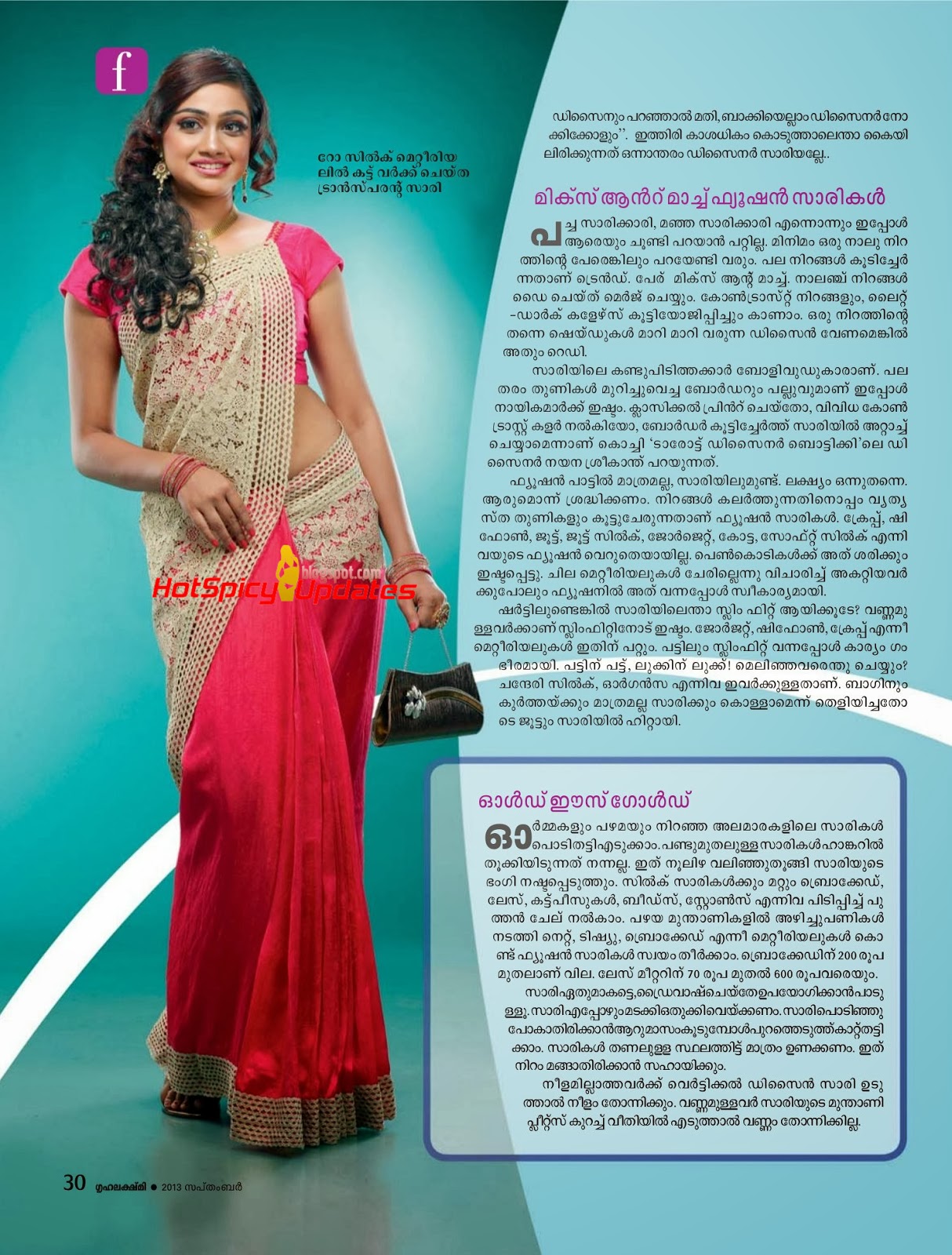 Vidya Unni latest hot navel show in saree from Grihalakshmi magazine ...