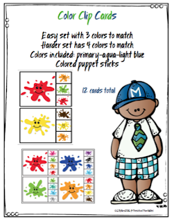 Color Clip Cards ~ Preschool Printables