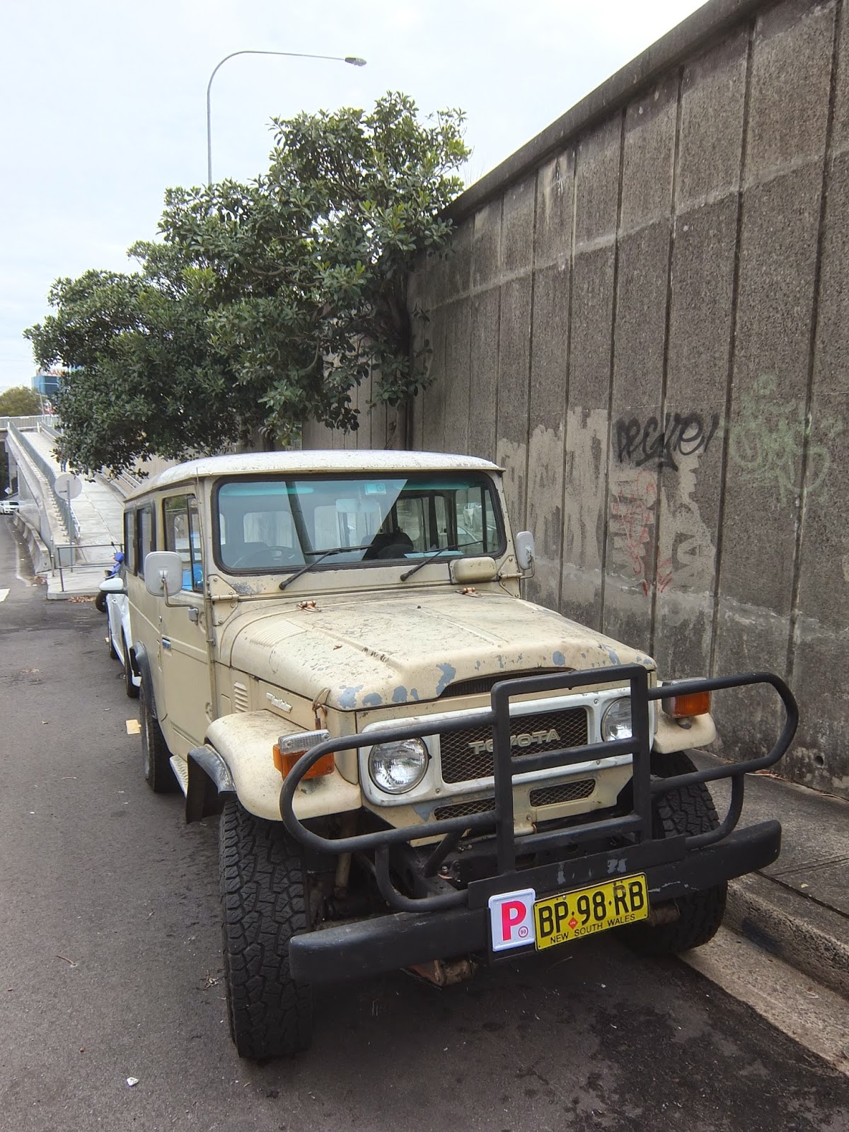Aussie Old Parked Cars: 1984 Toyota Land Cruiser Troop Carrier (FJ47)