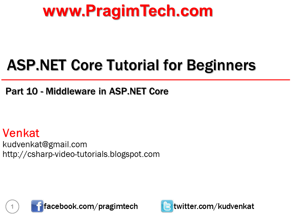 Sql Server Net And C Video Tutorial Middleware In Aspnet Core Slides