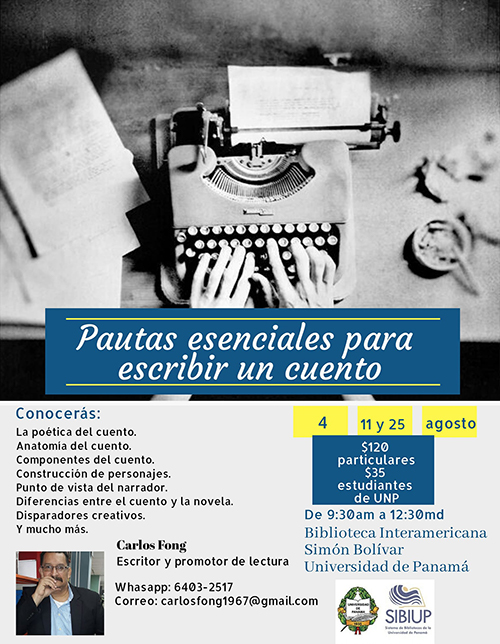 Literatura panameña hoy: TALLER DE CUENTO POR CARLOS FONG