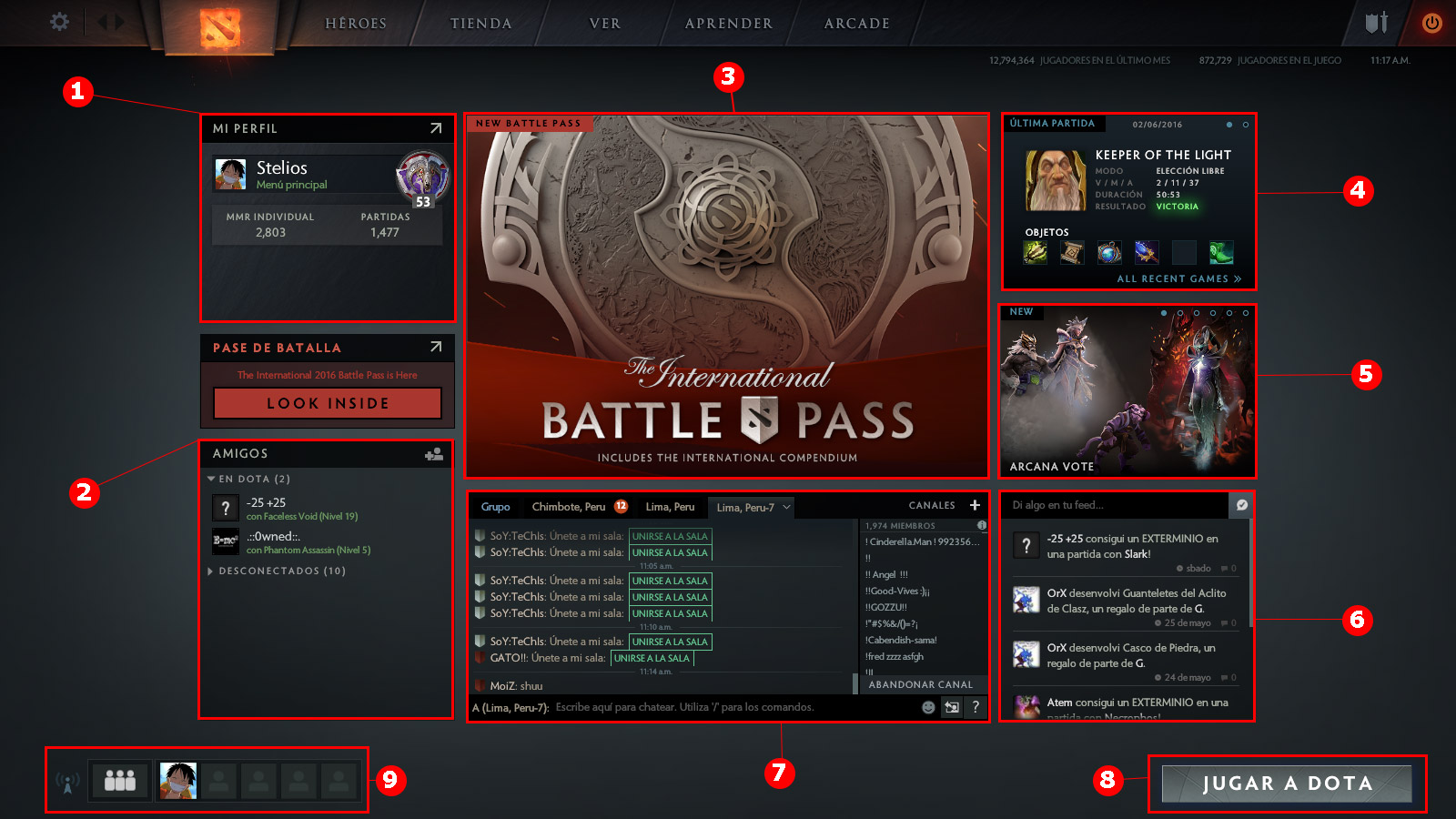 Conociendo la interfaz de DOTA 2, explicación | Guia de DotA