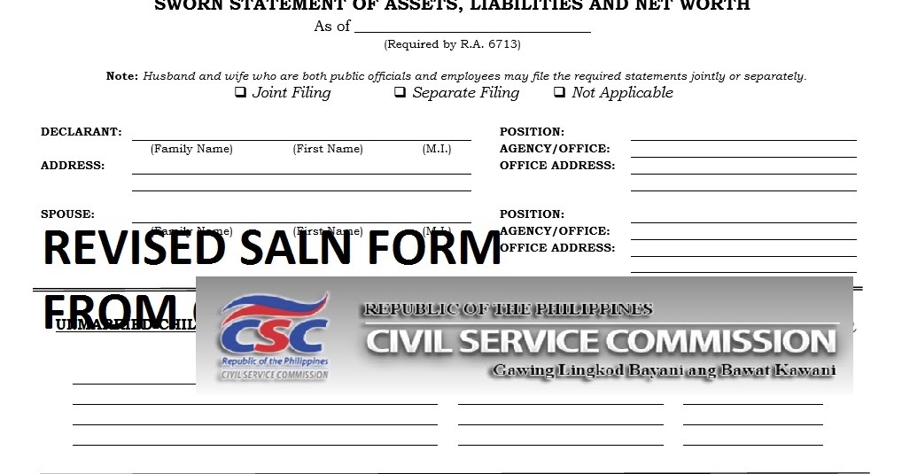 Statement of Assets, Liabilities, and Net Worth [SALN] Form, FAQ and ...