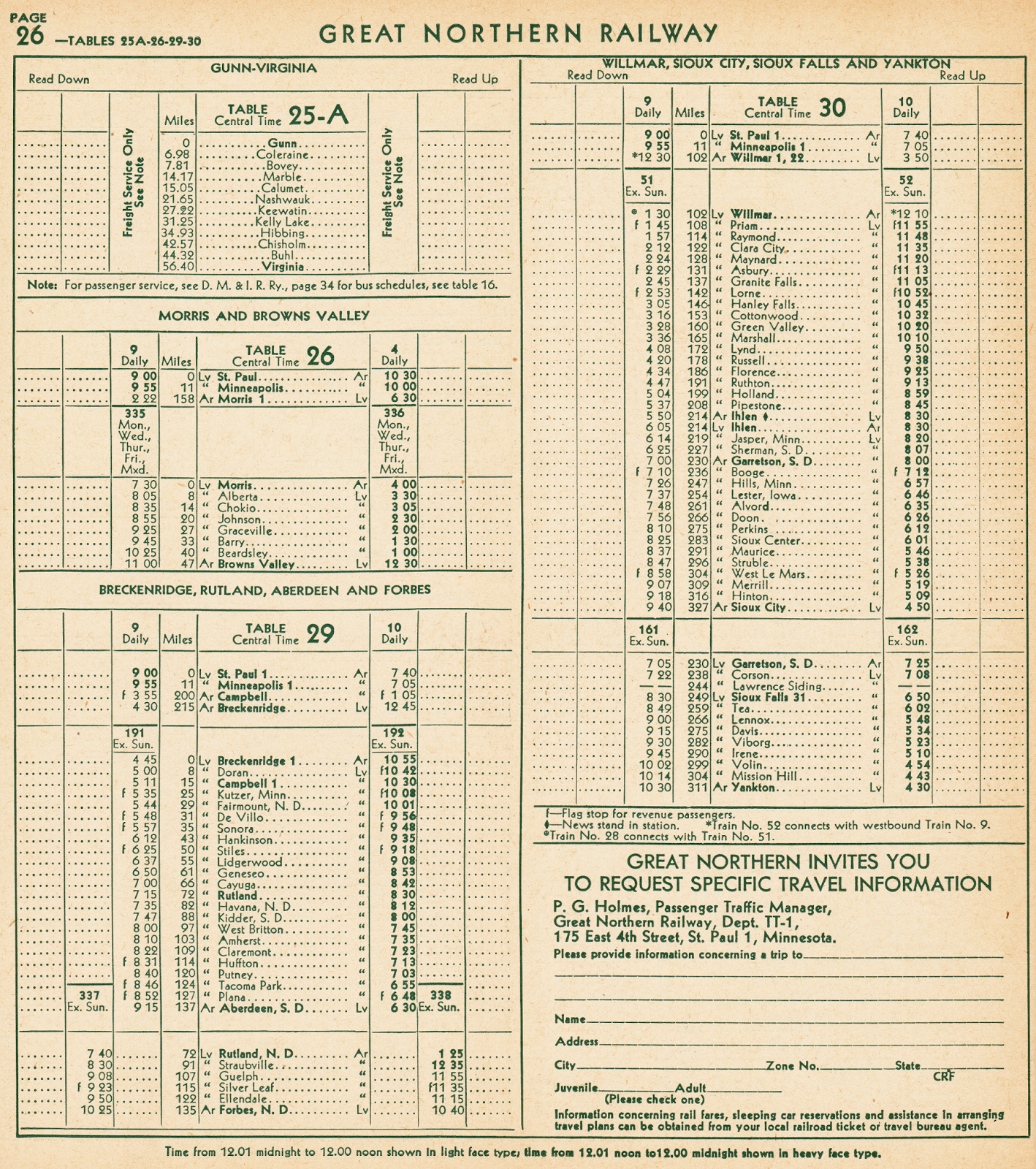Rolly Martin Country: Great Northern Railway, 1950 Public Timetable ...