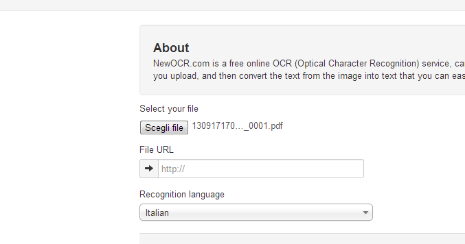 NewOCR, servizio online per riconoscere testo in documenti scannerizzati