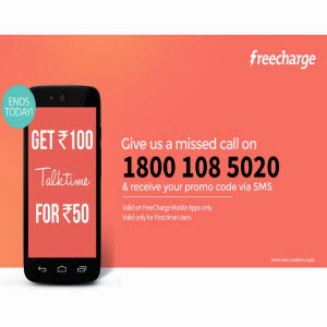 Freecharge Offer - Rs. 50 Cashback on Rs. 50 Mobile, Data Card, DTH ...