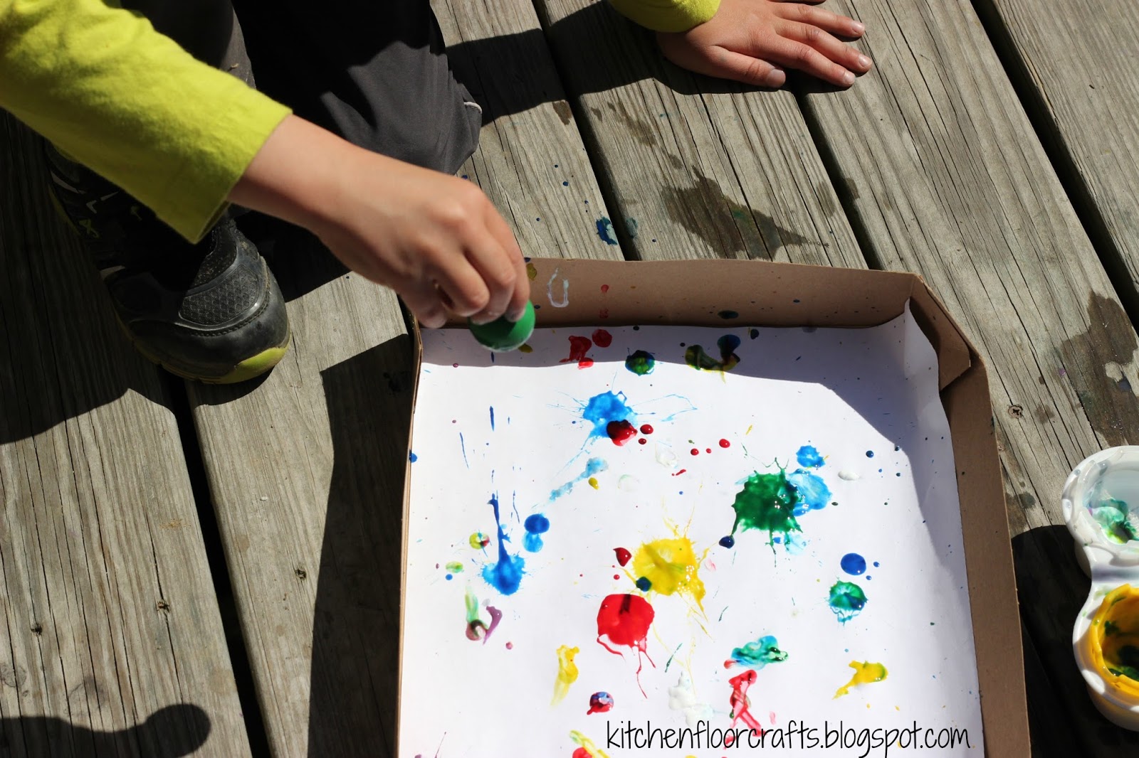 Kitchen Floor Crafts: Paint with Bouncy Balls