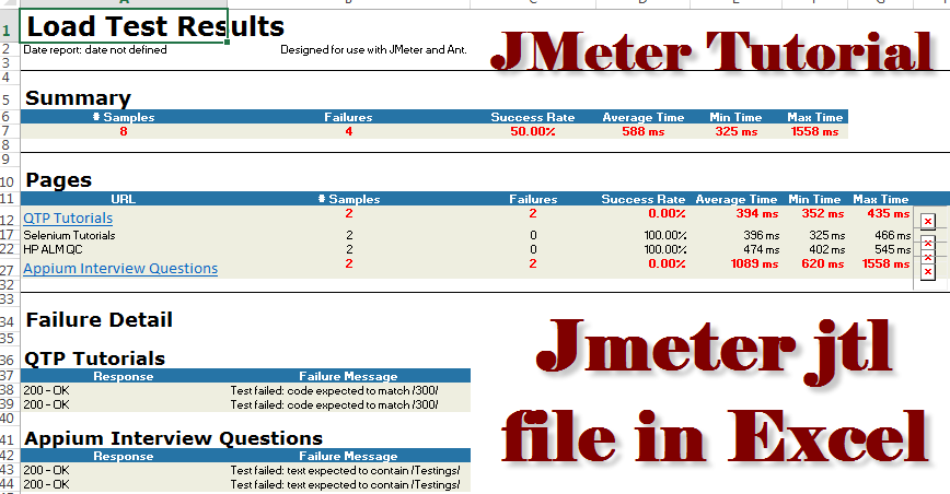 How to open Jmeter jtl file in Excel example