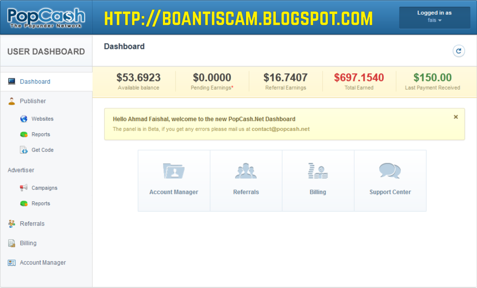 Cara Mudah Mendaftar dan Memasang Kode Popcash.net ~ Kumpulan Bisnis ...