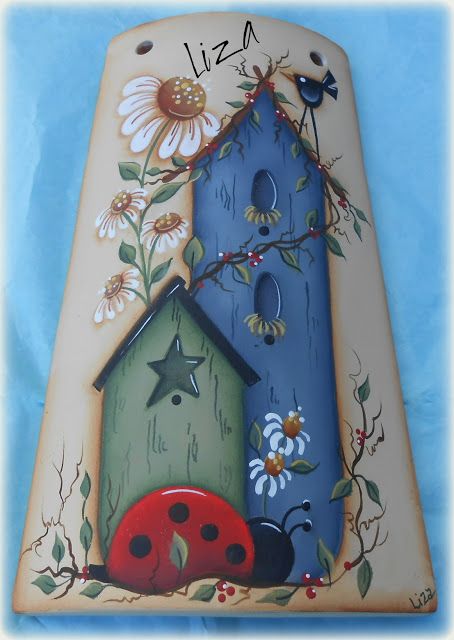 Aprende 2 técnicas de cómo decorar tejas paso por paso ~ Haz Manualidades