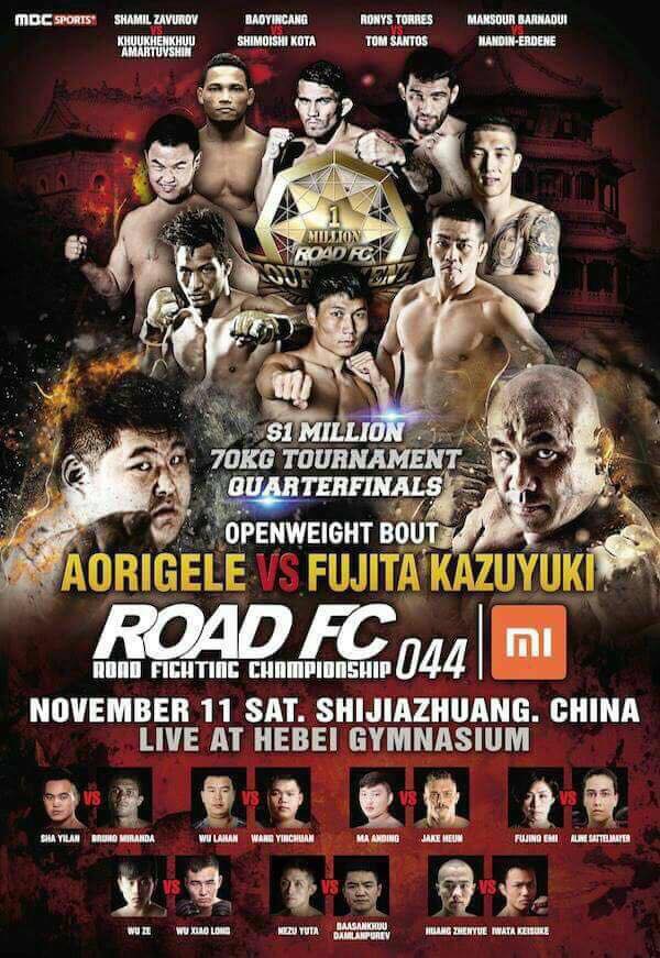 Mr-Kung-Fu: Brasileiros lutam em noite de Aori Gele vs Kazuyuki Fujita no Xiaomi ROAD FC 044