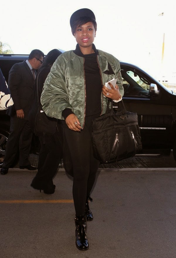 Hot Or Hmm Jennifer Hudsons LAX Airport JuunJ Green | Fashion and Style ...