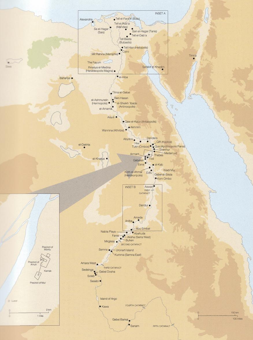 Ancient Egyptian Temples: Page 11: Map of Ancient Egyptian Temples