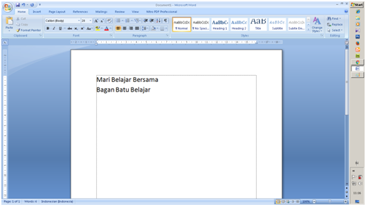 Langkah Dasar Dalam Pengoperasian MS. WORD ~ Bagan Batu Belajar