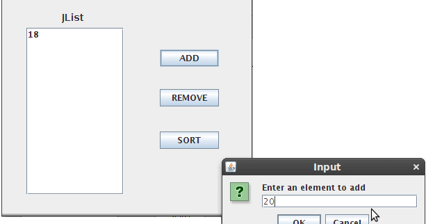 Java Swing Examples Add Remove Sort Elements In Jlist
