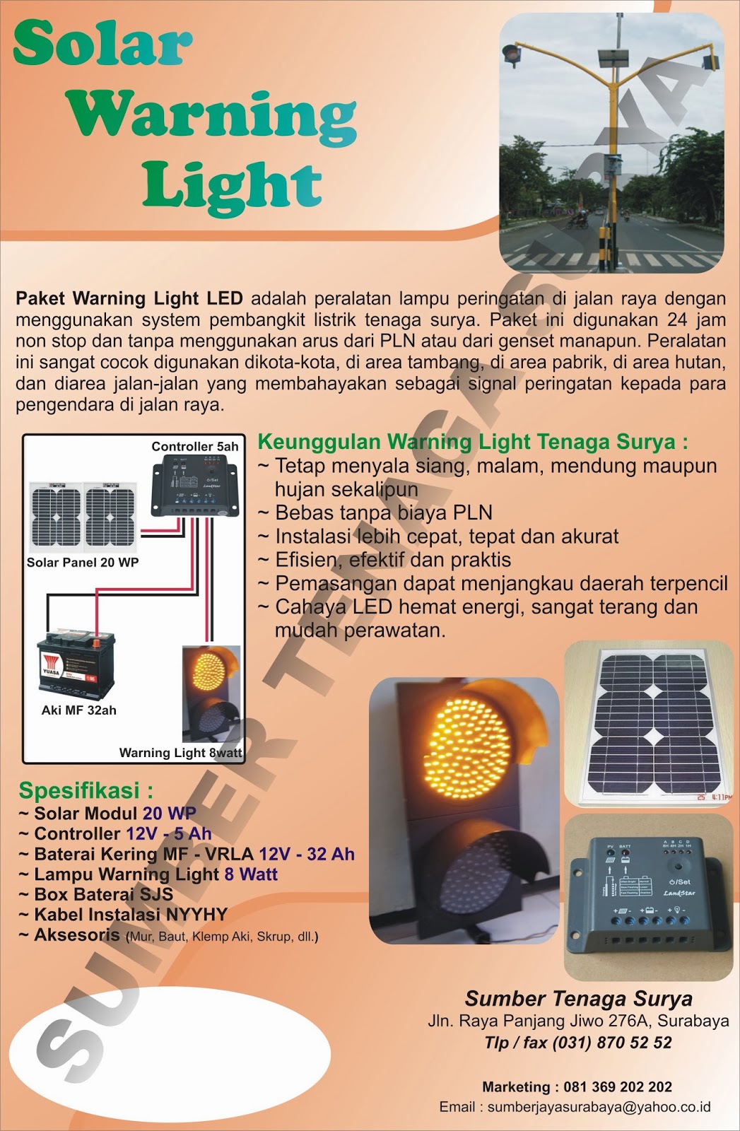 Listrik Tenaga Surya : Lampu peringatan jalan atau warning light Tenaga ...