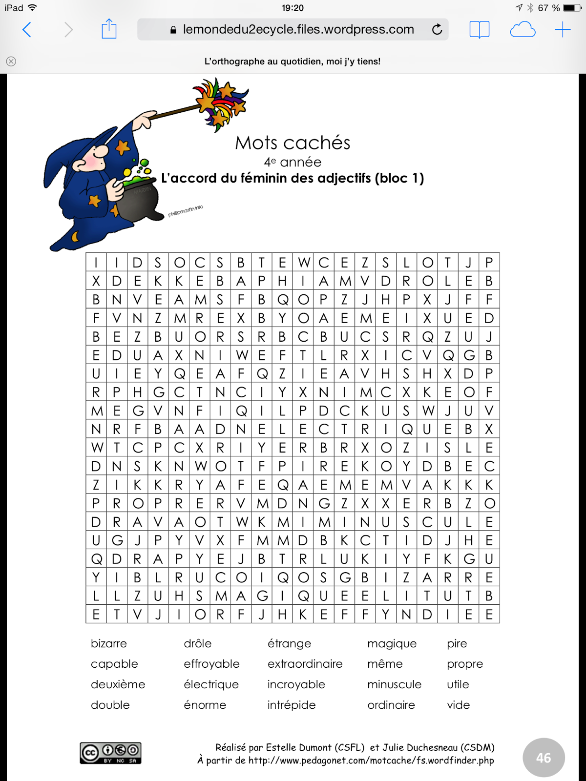 Bienvenue en 4e année: mots cachés