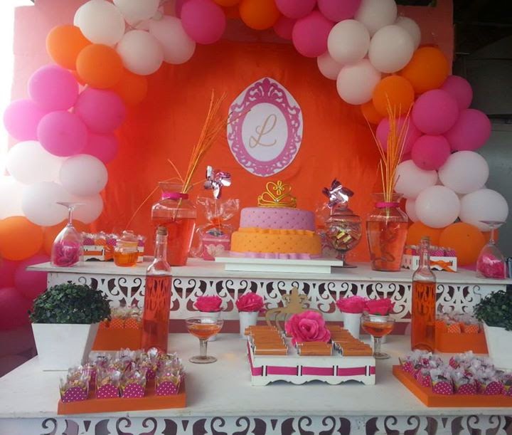 Lilica Bolos Decorados: Bolo Pink e Laranja