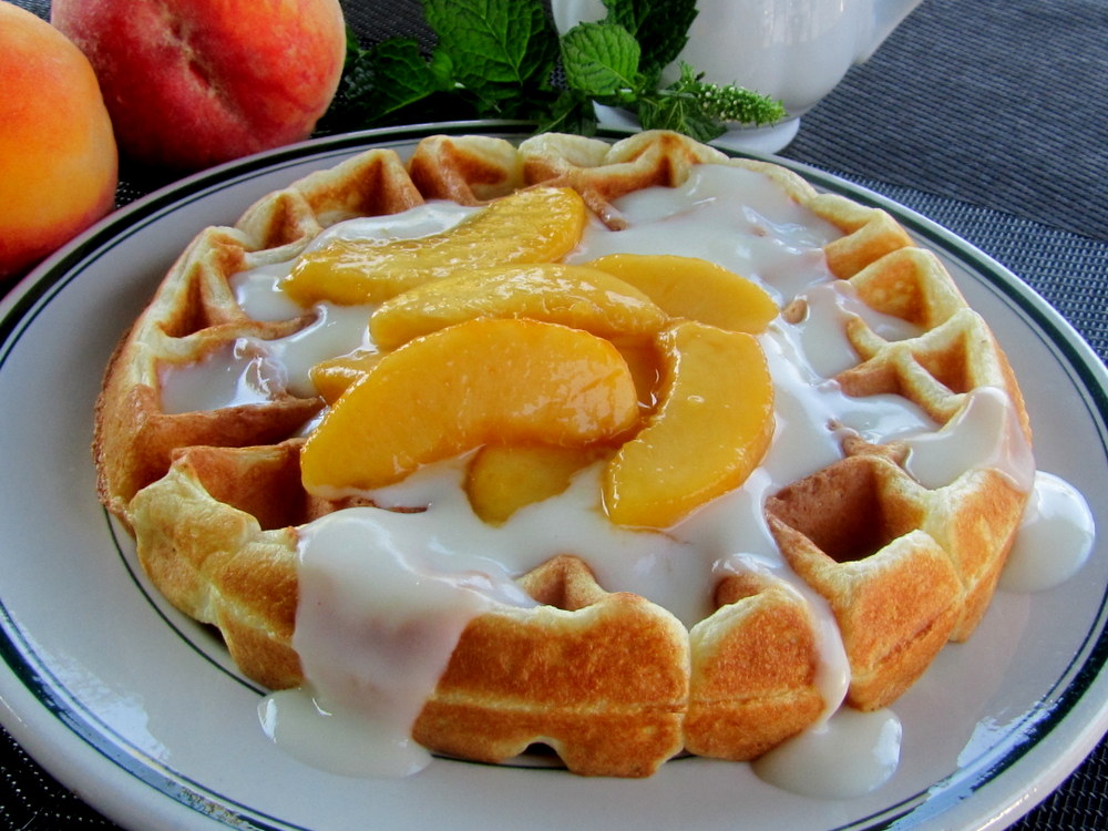Mennonite Girls Can Cook: Waffles with Peaches