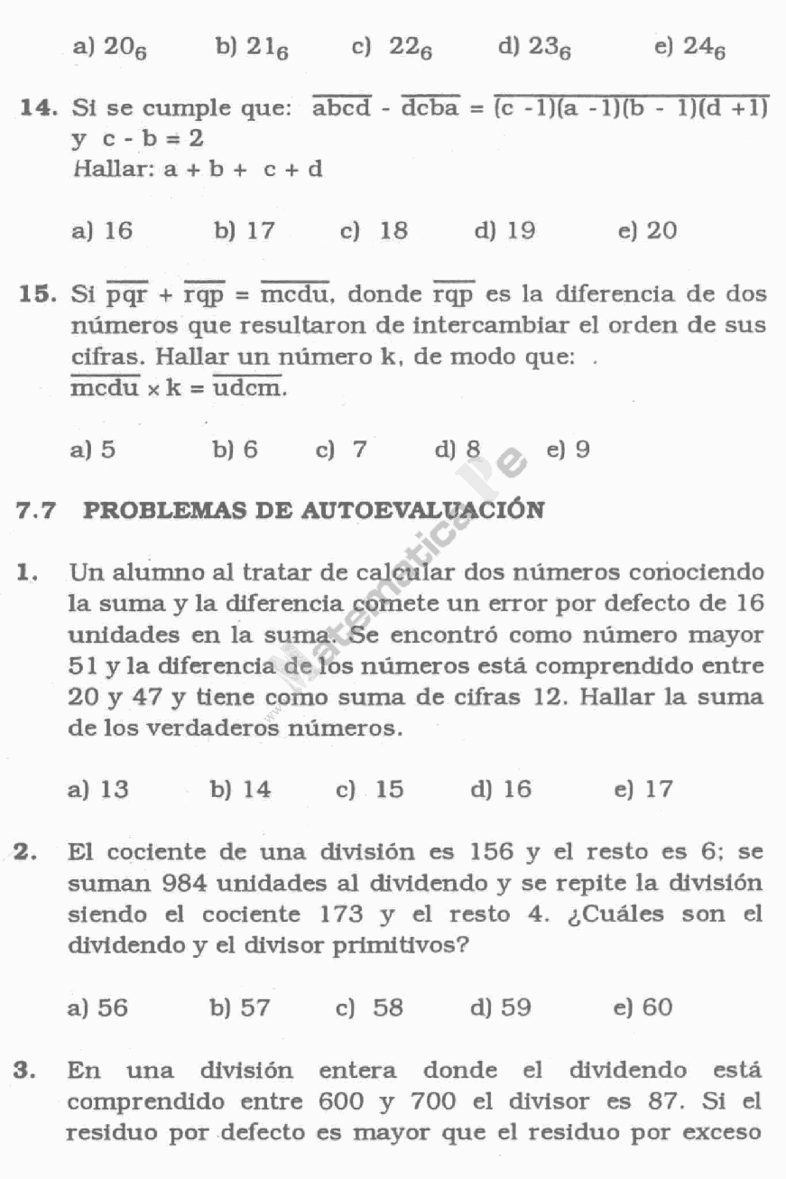CUATRO OPERACIONES EJERCICIOS RESUELTOS PDF ARITMÉTICA PREUNIVERSITARIA ...