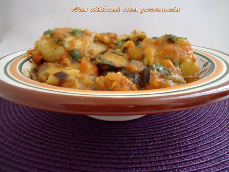 Aux délices des gourmets: TAJINE DE POULET AUX AUBERGINES