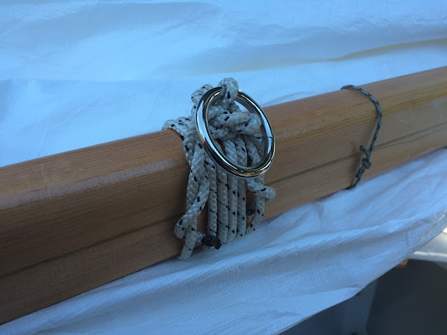 Michalak Robbsboat build: Rigging details at this point.