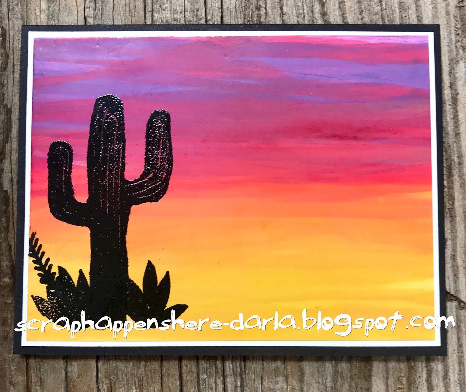 Scrap Happens Here with Darla: Flowering Desert Swiped Background Sunset