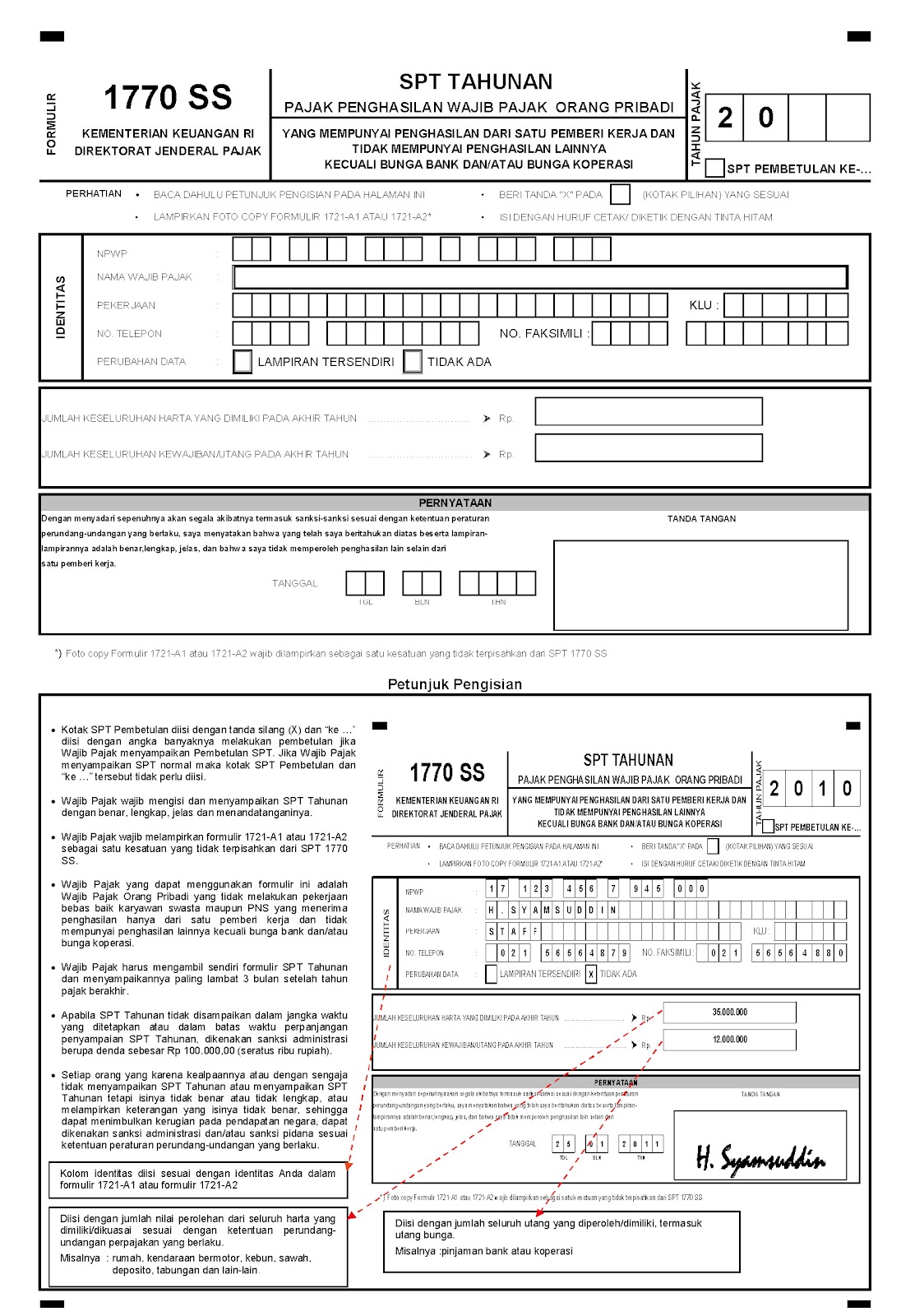 Formulir Spt Tahunan Orang Pribadi 1770 Ss | Contoh Semua Jenis Surat ...