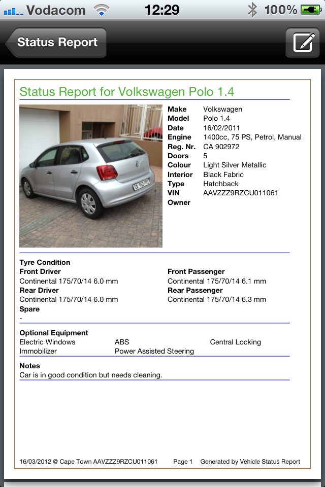 PAZ Labs: Vehicle Status Report